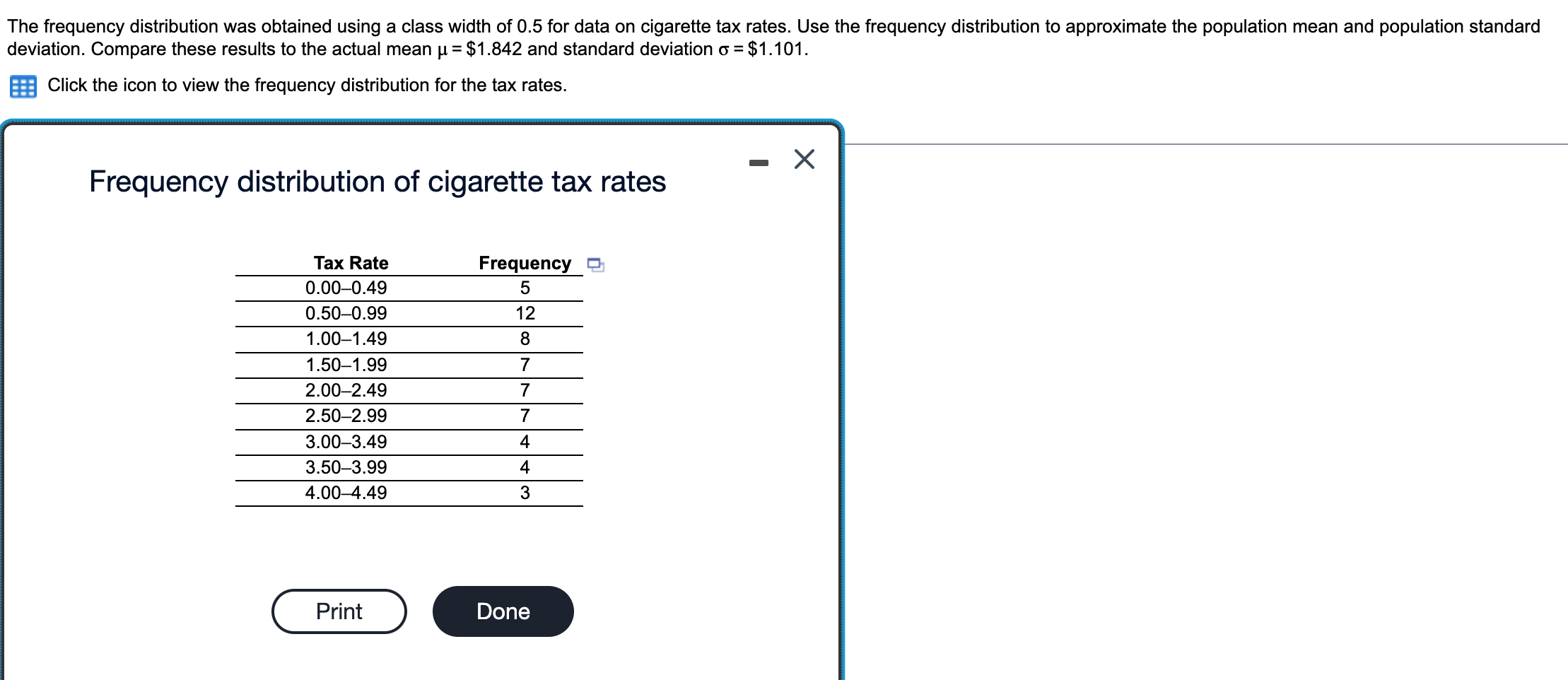 Solved frequency distribution was obtained using a class | Chegg.com