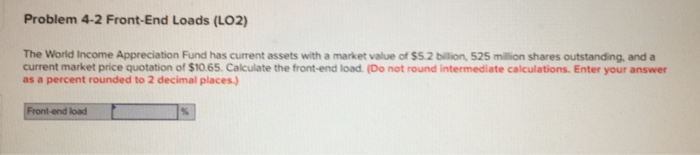 Solved Problem 4-2 Front-End Loads (LO2) The World Income | Chegg.com