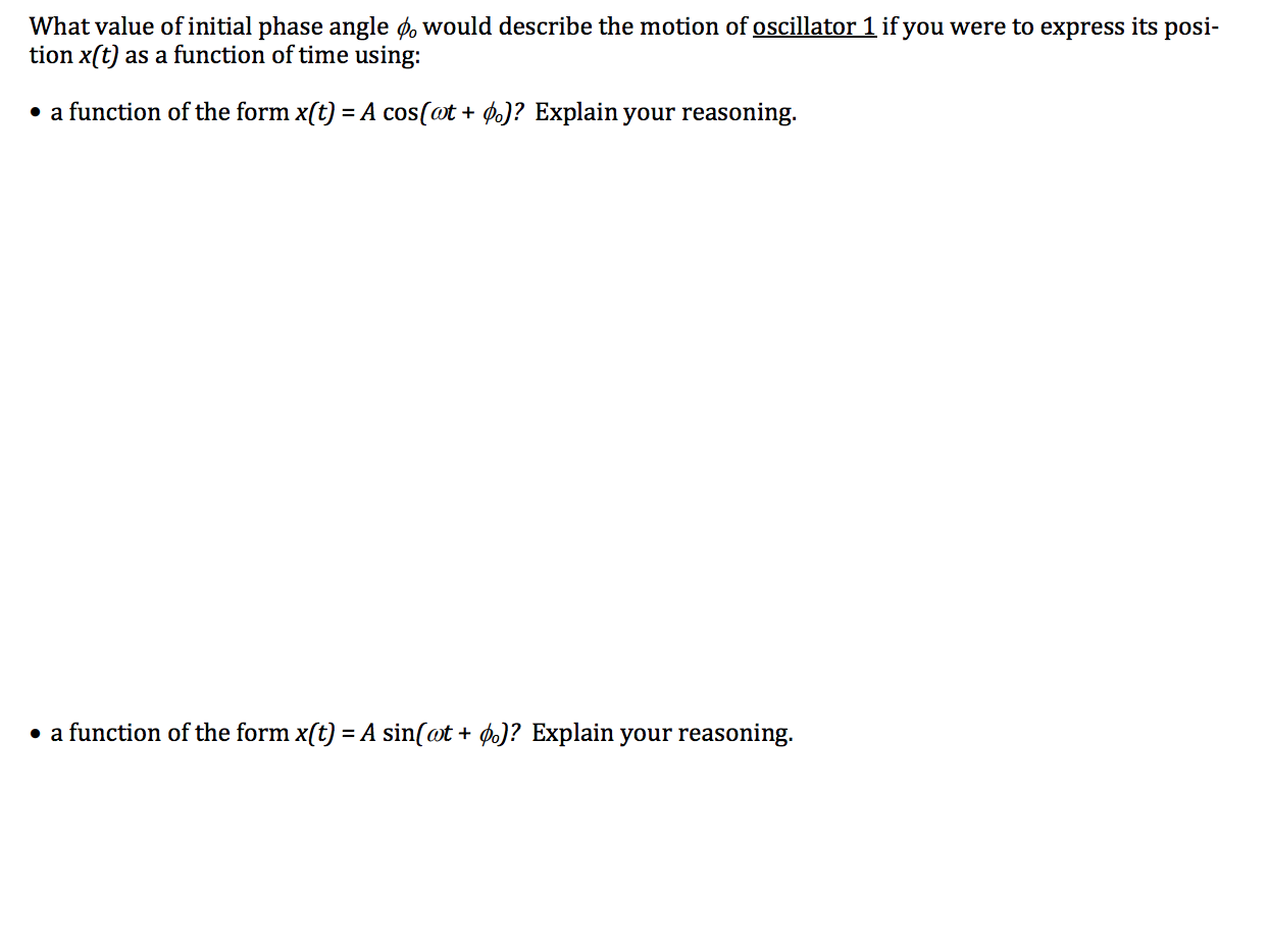 Solved What value of initial phase angle po would describe | Chegg.com