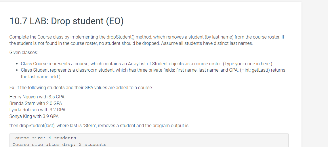 Solved import java.util.ArrayList;public class Course { | Chegg.com