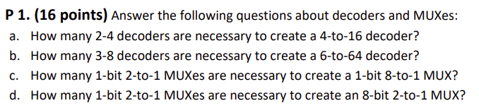Solved P 1. (16 points) Answer the following questions about | Chegg.com