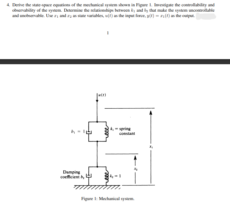 Solved 4. Derive the state-space equations of the mechanical | Chegg.com