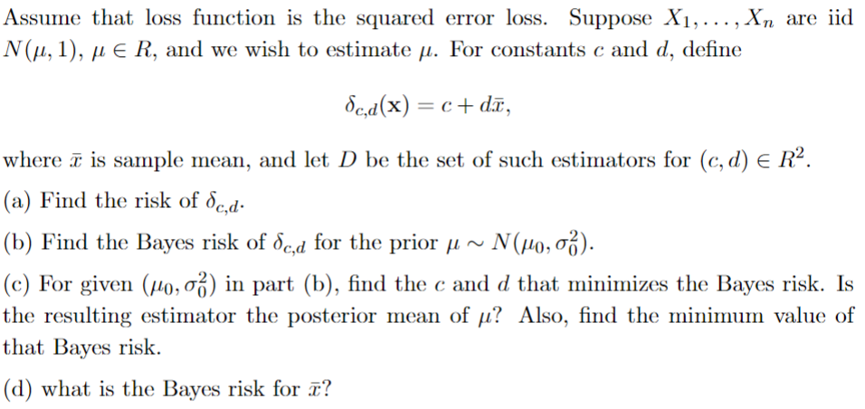 Assume that loss function is the squared error loss. | Chegg.com