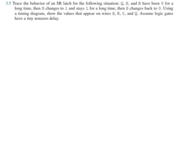 Solved 3.5 ﻿Trace the behavior of an SR latch for the | Chegg.com