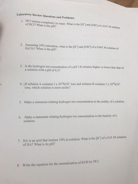 Solved HCl ionizes completely in water. What is the [H^+] | Chegg.com