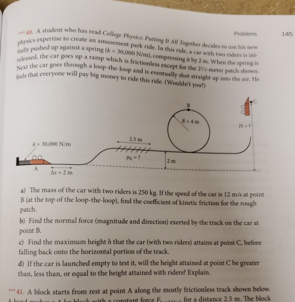 Solved Problems 145 40. A student who physics expertise to | Chegg.com
