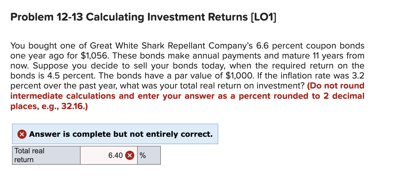 Solved Problem 12-13 Calculating Investment Returns [LO1] | Chegg.com