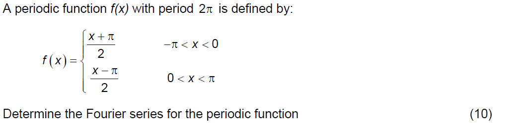 Solved A periodic function f(x) with period 21 is defined | Chegg.com