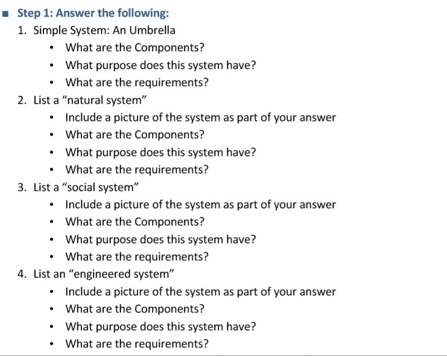 Solved Step 1: Answer the following: 1. Simple System: An | Chegg.com