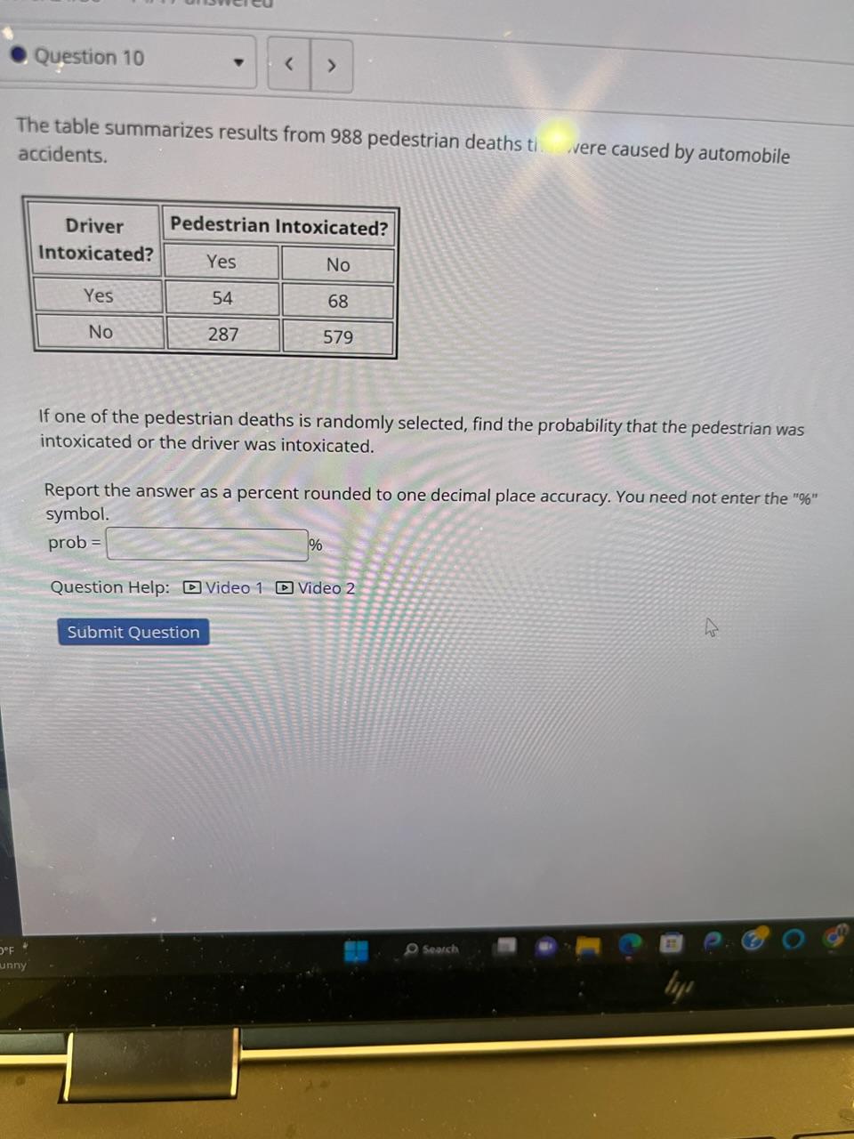 Solved The table summarizes results from 988 pedestrian | Chegg.com
