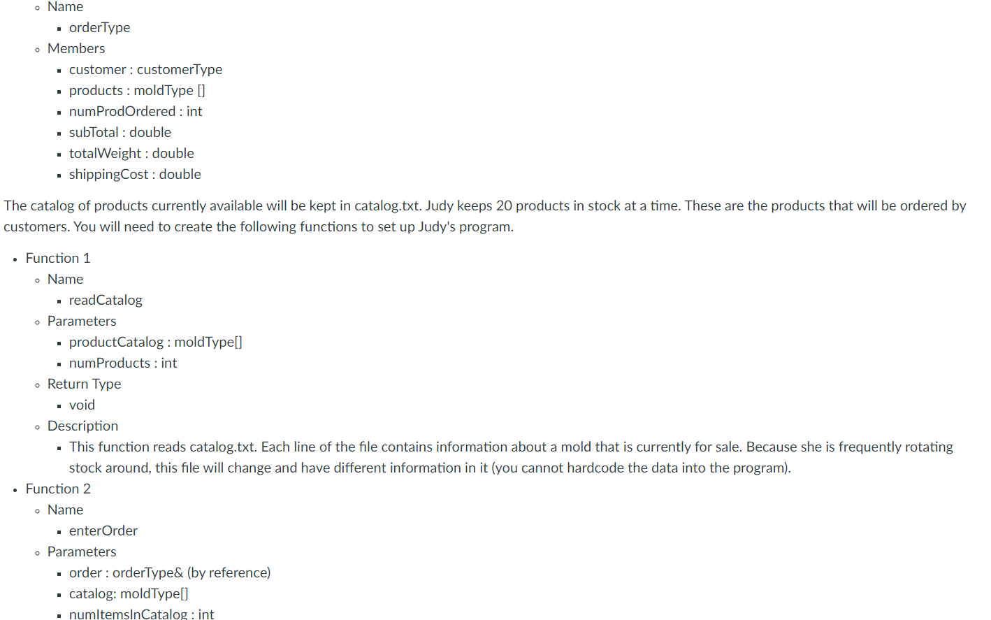 Solved \#include {S,M,L}; struct moldType \{ std::string | Chegg.com