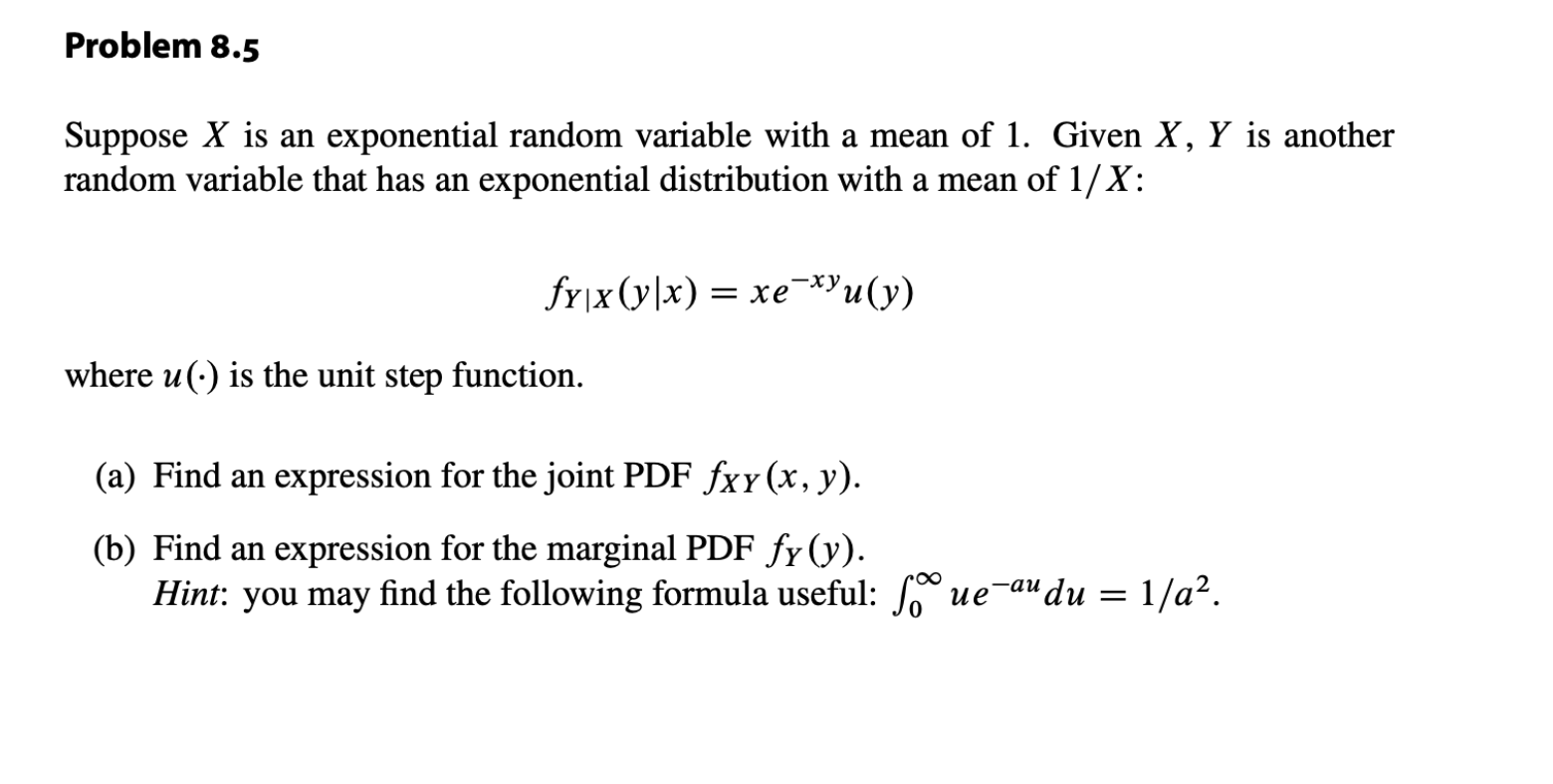 Solved Problem 8.5 Suppose X is an exponential random | Chegg.com