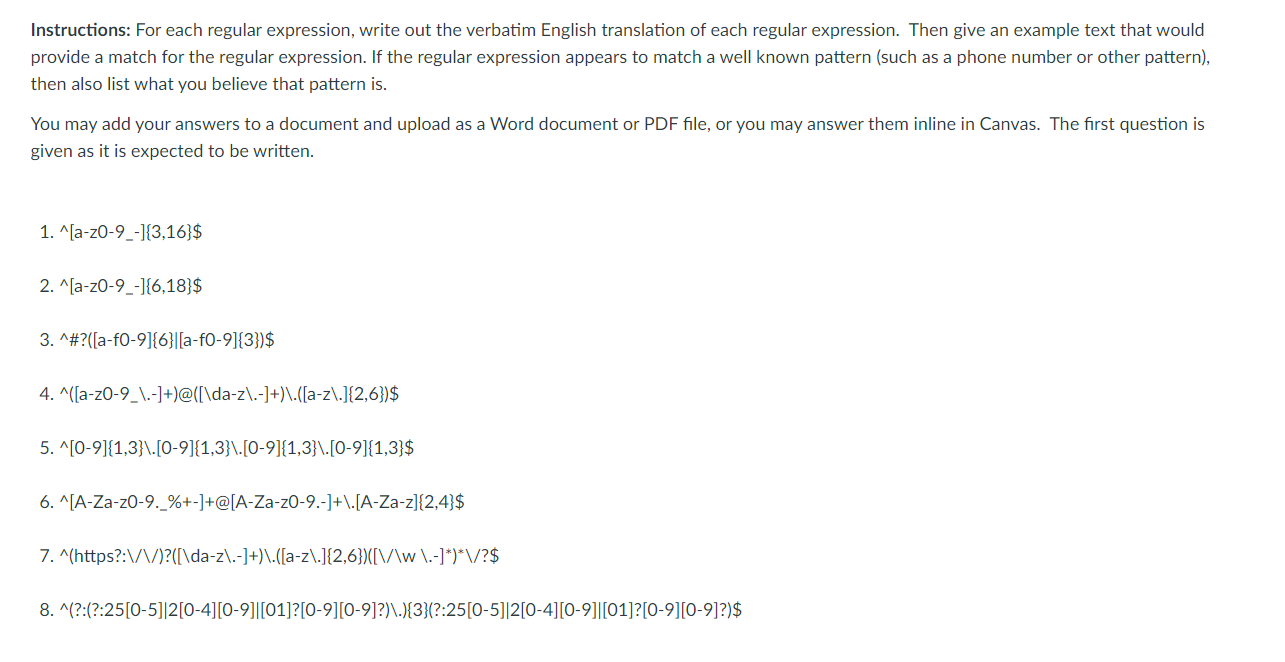 Solved Instructions: For each regular expression, write out | Chegg.com