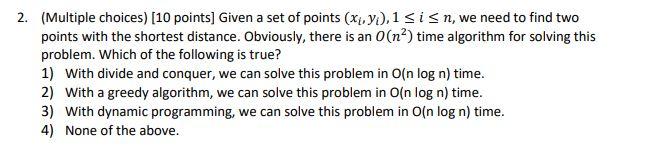 Solved 2. (Multiple choices) [10 points] Given a set of | Chegg.com