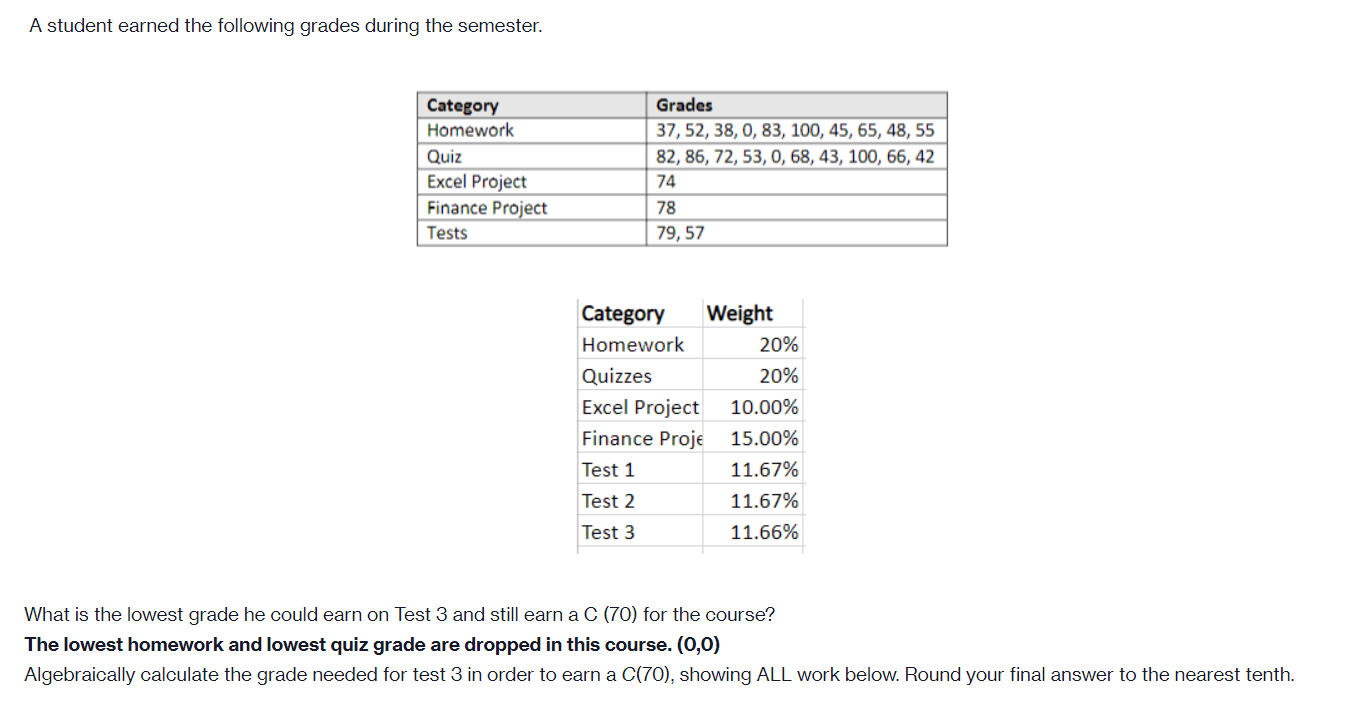 Solved Using the test #3 score, is it possible for the | Chegg.com