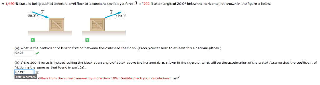 Solved A 1,480-N crate is being pushed across a level floor | Chegg.com
