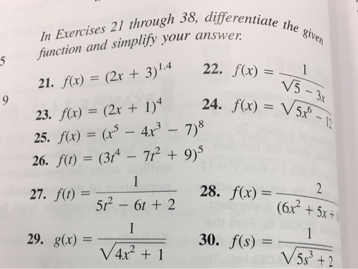 Solved In Exercises 21 through 38, differentia function and | Chegg.com