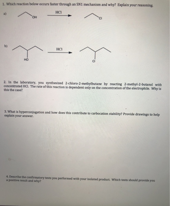 Solved 1. Which reaction below occurs faster through an SN1 | Chegg.com