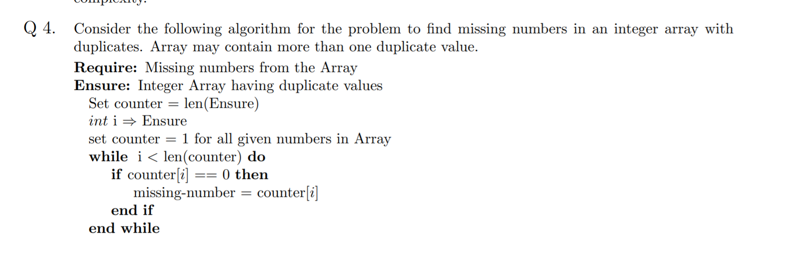Solved Q 4. Consider the following algorithm for the problem | Chegg.com