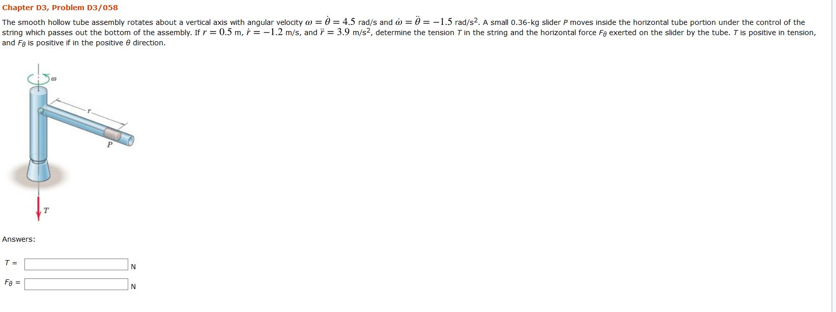 Solved Chapter D3, Problem D3/058 The smooth hollow tube | Chegg.com