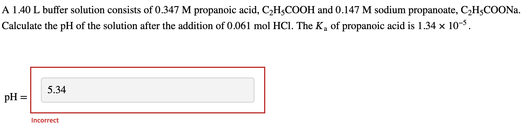Solved A 1.40 L buffer solution consists of 0.347M propanoic | Chegg.com