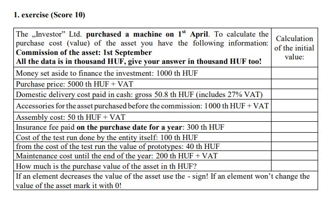 Solved 1 Exercise Score 10 Begin{tabular}{ L L } Hline