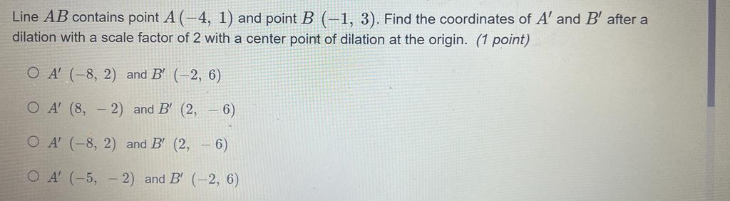 Solved Line AB contains point A(−4,1) and point B(−1,3). | Chegg.com