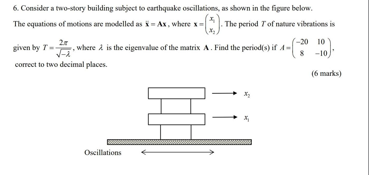 Solved 6. Consider a two-story building subject to | Chegg.com