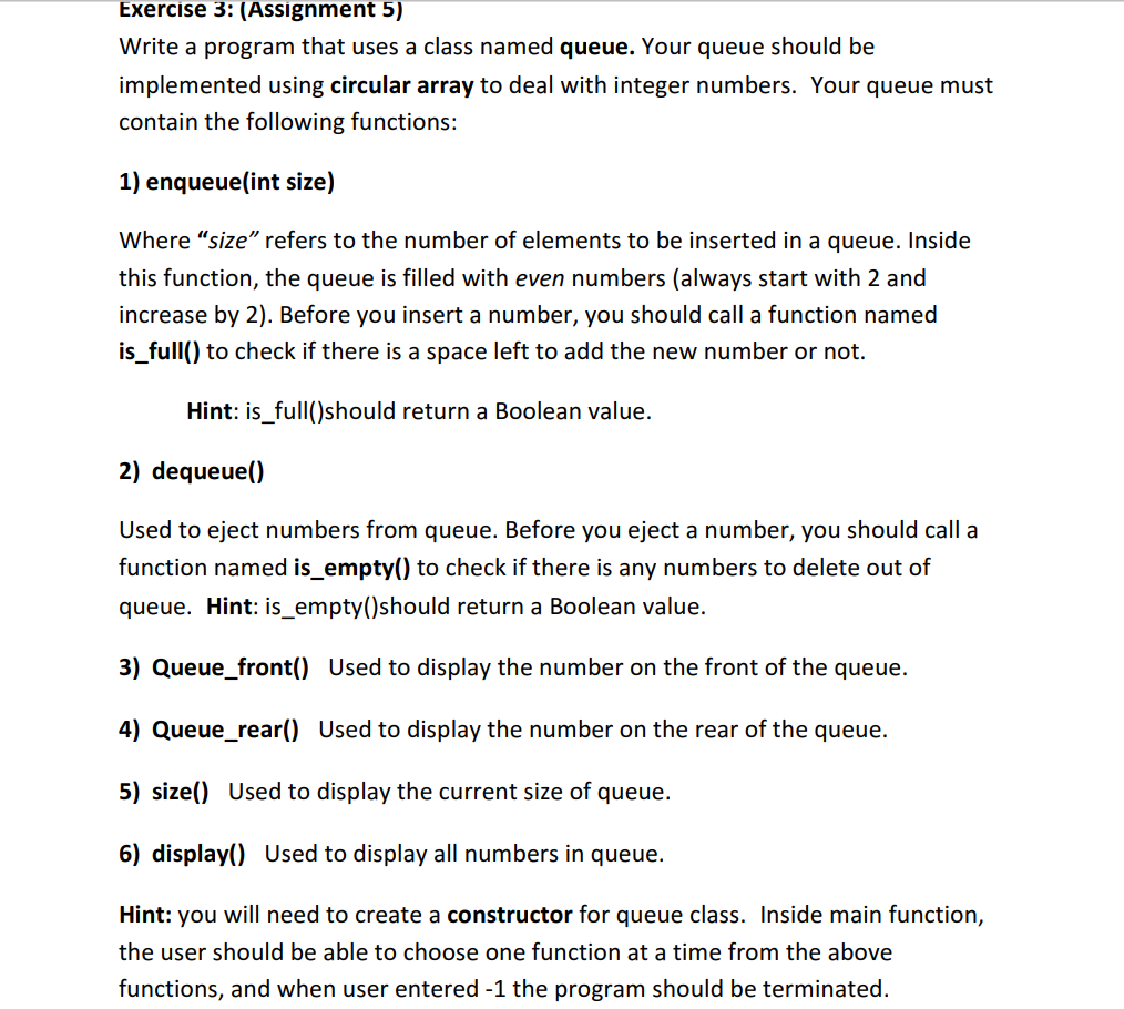 Solved Exercise 3: (Assignment 5) Write a program that uses | Chegg.com