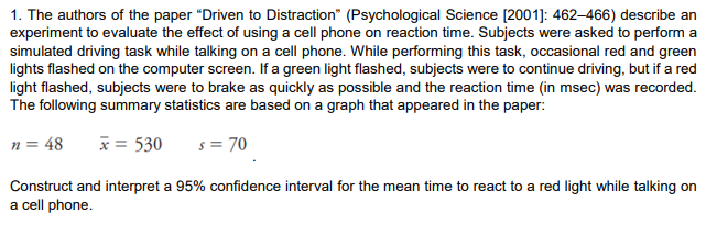 Solved 1. The authors of the paper "Driven to Distraction" | Chegg.com