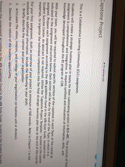 Solved edu Capstone Project This is a Collaborative Learning | Chegg.com