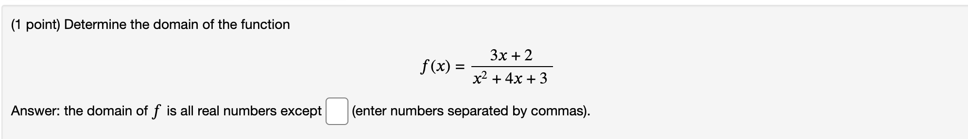 Solved (1 ﻿point) ﻿Determine the domain of the | Chegg.com