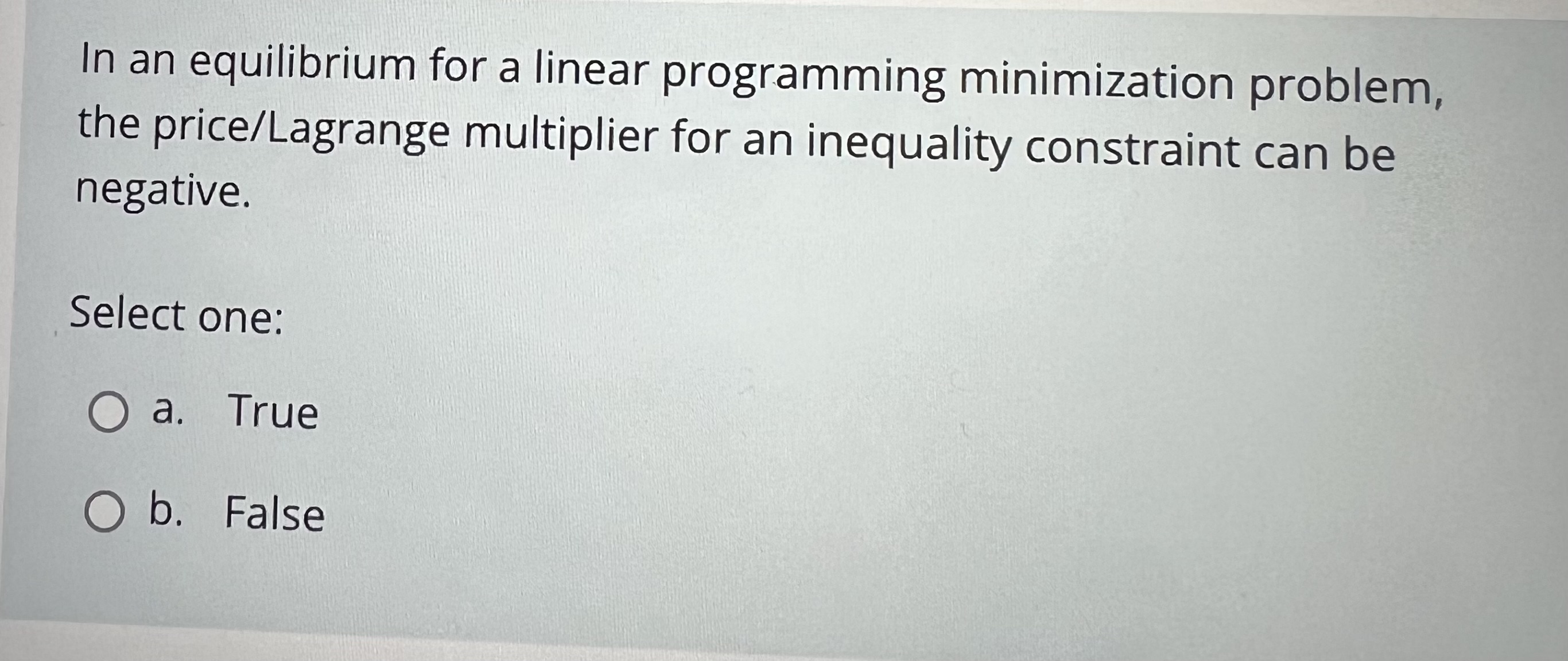 Solved In an equilibrium for a linear programming | Chegg.com