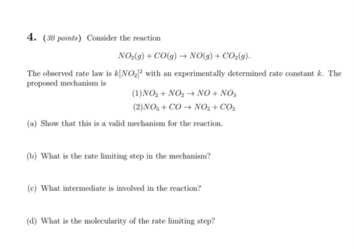 Solved 4. (30 points) Consider the reaction | Chegg.com