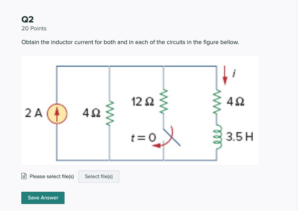 Solved Q2 20 Points Obtain the inductor current for both and | Chegg.com