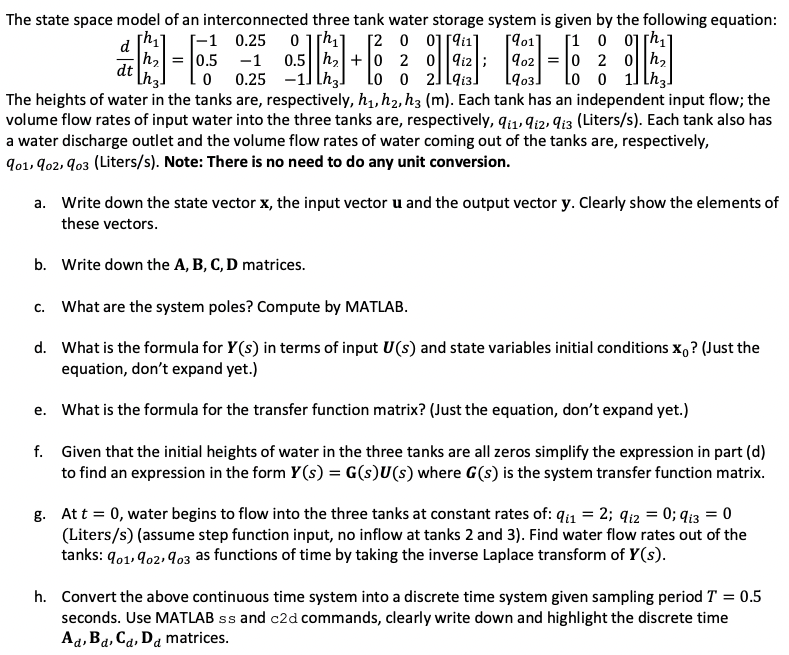 Solved 40-673 NEO AA A9- 0.5 The state space model of an | Chegg.com