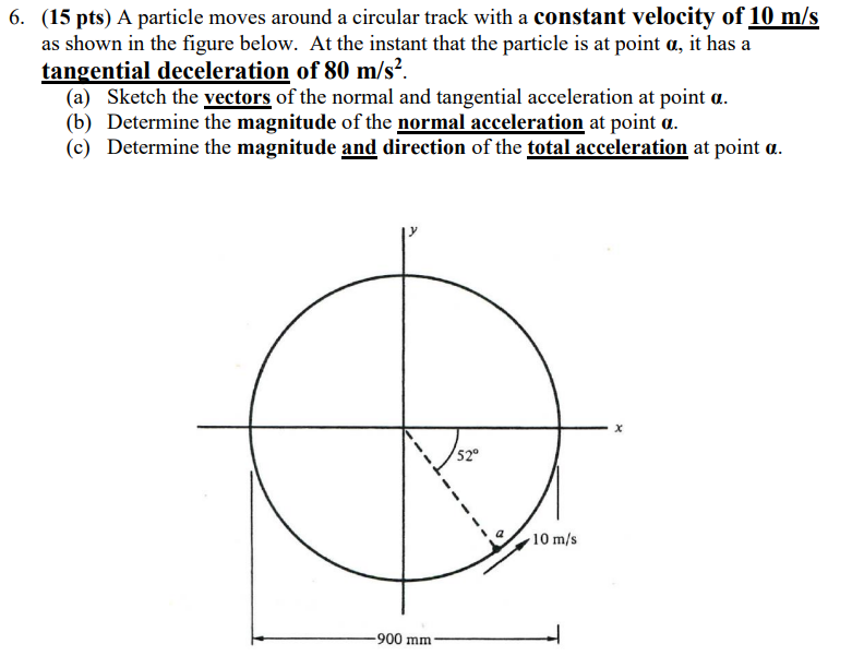 Solved 6. (15 pts) A particle moves around a circular track | Chegg.com