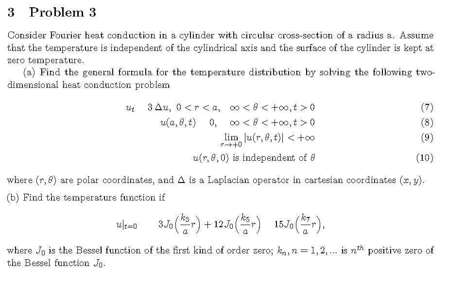 Solved Consider Fourier heat conduction in a cylinder with | Chegg.com