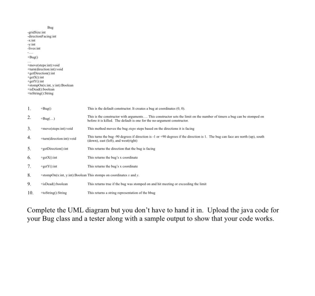 Solved Bug Gridsizeint Directionfacingint Xint Y Int 