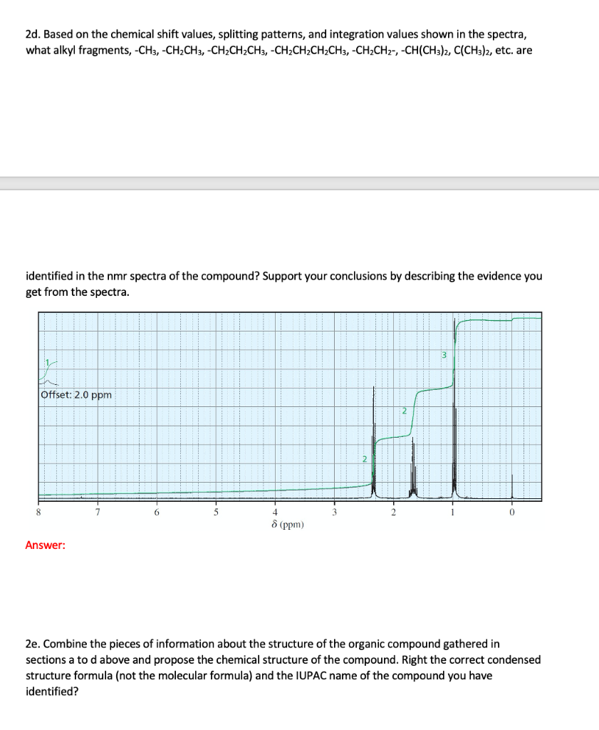 Solved 2d. Based on the chemical shift values, splitting | Chegg.com