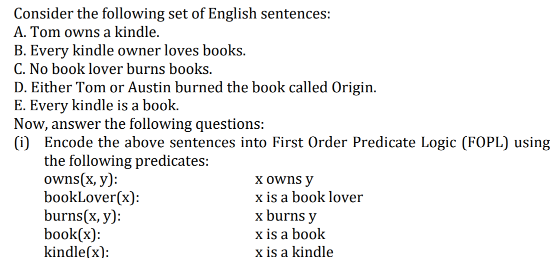 Solved (ii) Convert those FOPL sentences into their | Chegg.com