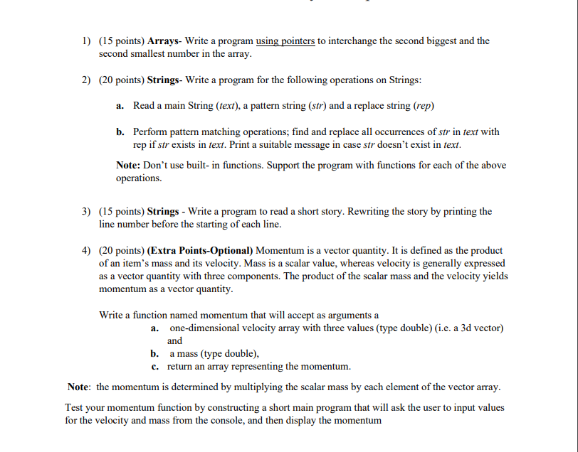 Solved 1 15 Points Arrays Write A Program Using Pointers 0608