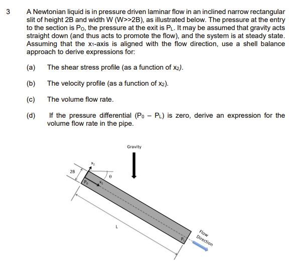Solved A Newtonian liquid is in pressure driven laminar flow | Chegg.com
