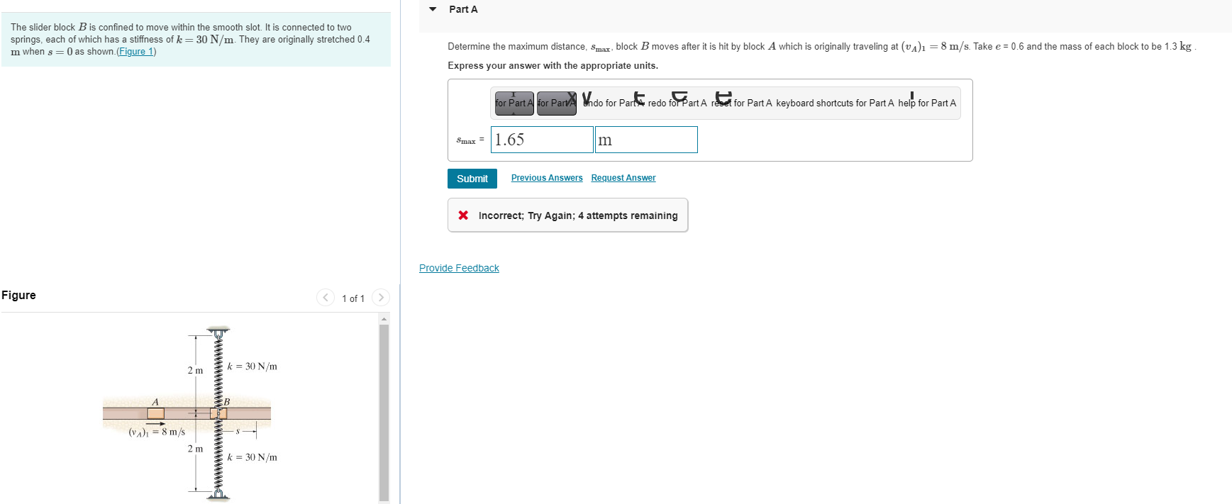 Solved The slider block B ﻿is confined to move within the | Chegg.com