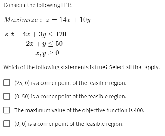 Solved Consider the following LPP.\\nMaximize : | Chegg.com