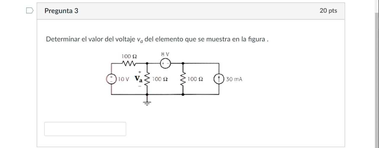 Solved Determinar el valor del voltaje va del elemento que | Chegg.com