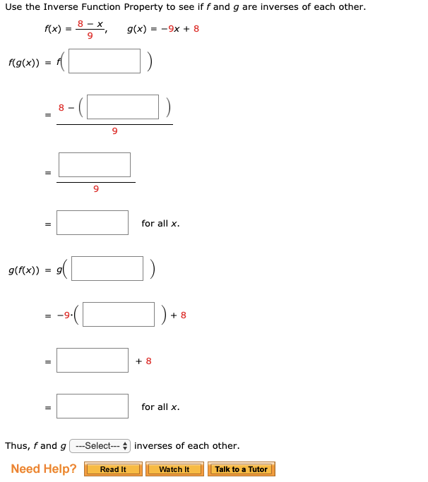 Solved Use the Inverse Function Property to see if fand g | Chegg.com