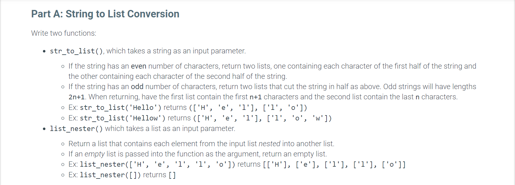 Solved PLEASE USE PYTHON Python only!!! Part A: String to | Chegg.com