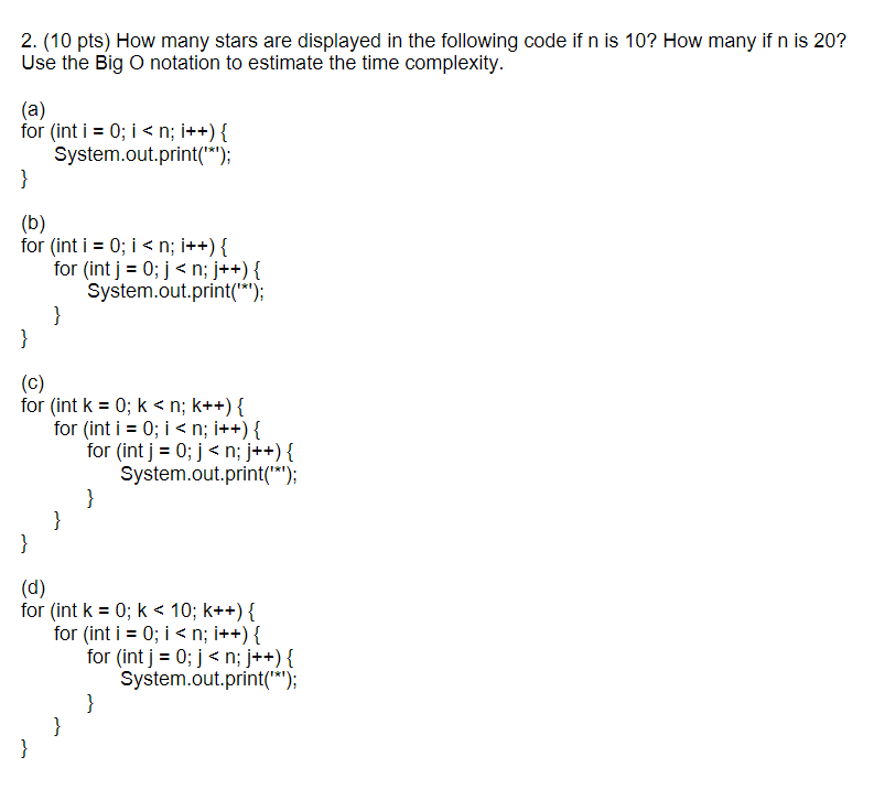 Solved 2. (10 pts) How many stars are displayed in the | Chegg.com