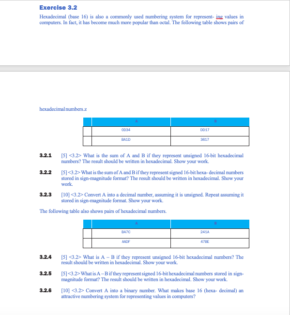 Solved Exercise 3.2 Hexadecimal (base 16) is also a commonly | Chegg.com